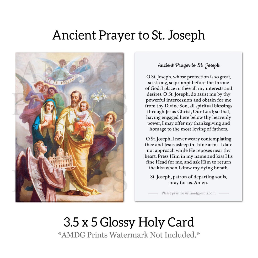 Holy Cards Qty 10-200 Ancient Prayer to St. Joseph; St. Joseph Prayer ...
