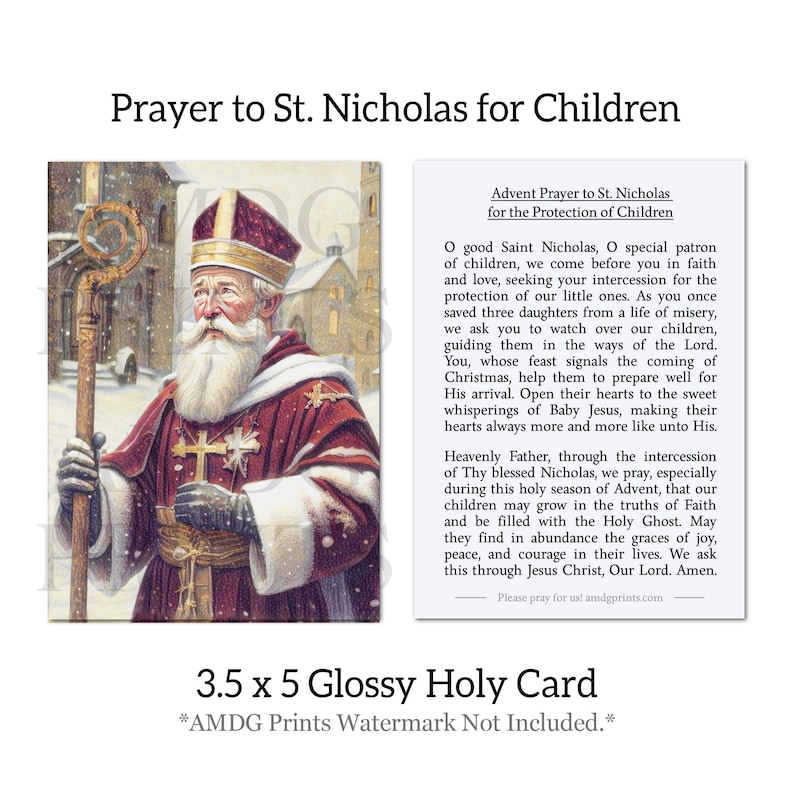 Holy Cards Qty 10-200+ Advent Prayer to St. Nicholas for the Protection ...