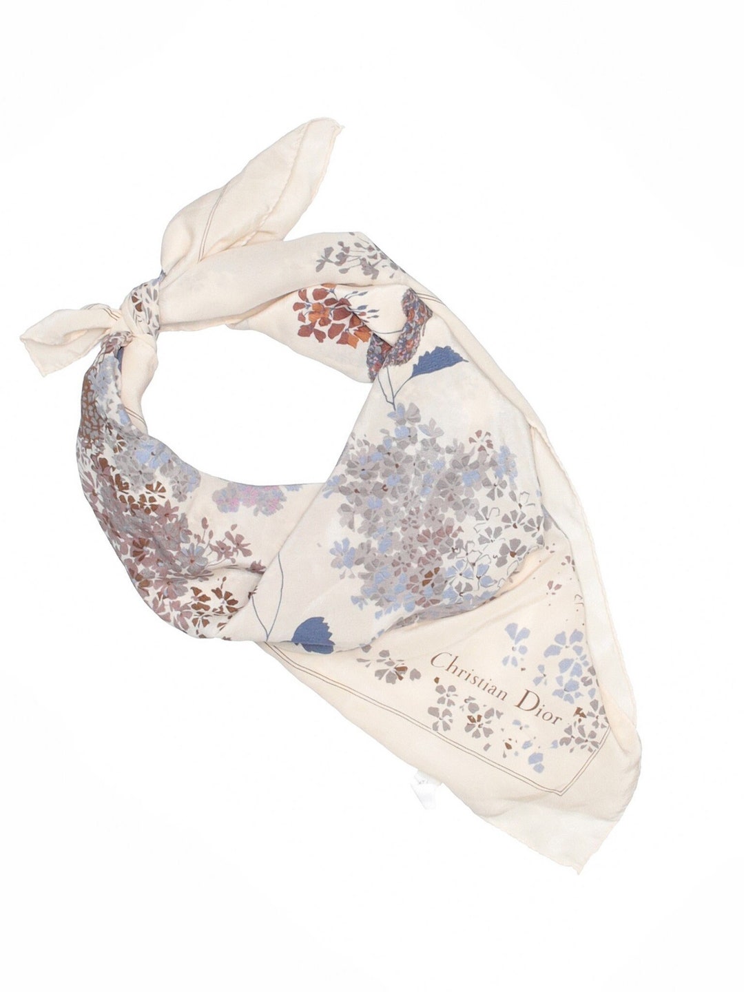 Vintage Christian Dior New Look Silk Floral Flower Lilac Cream Square ...