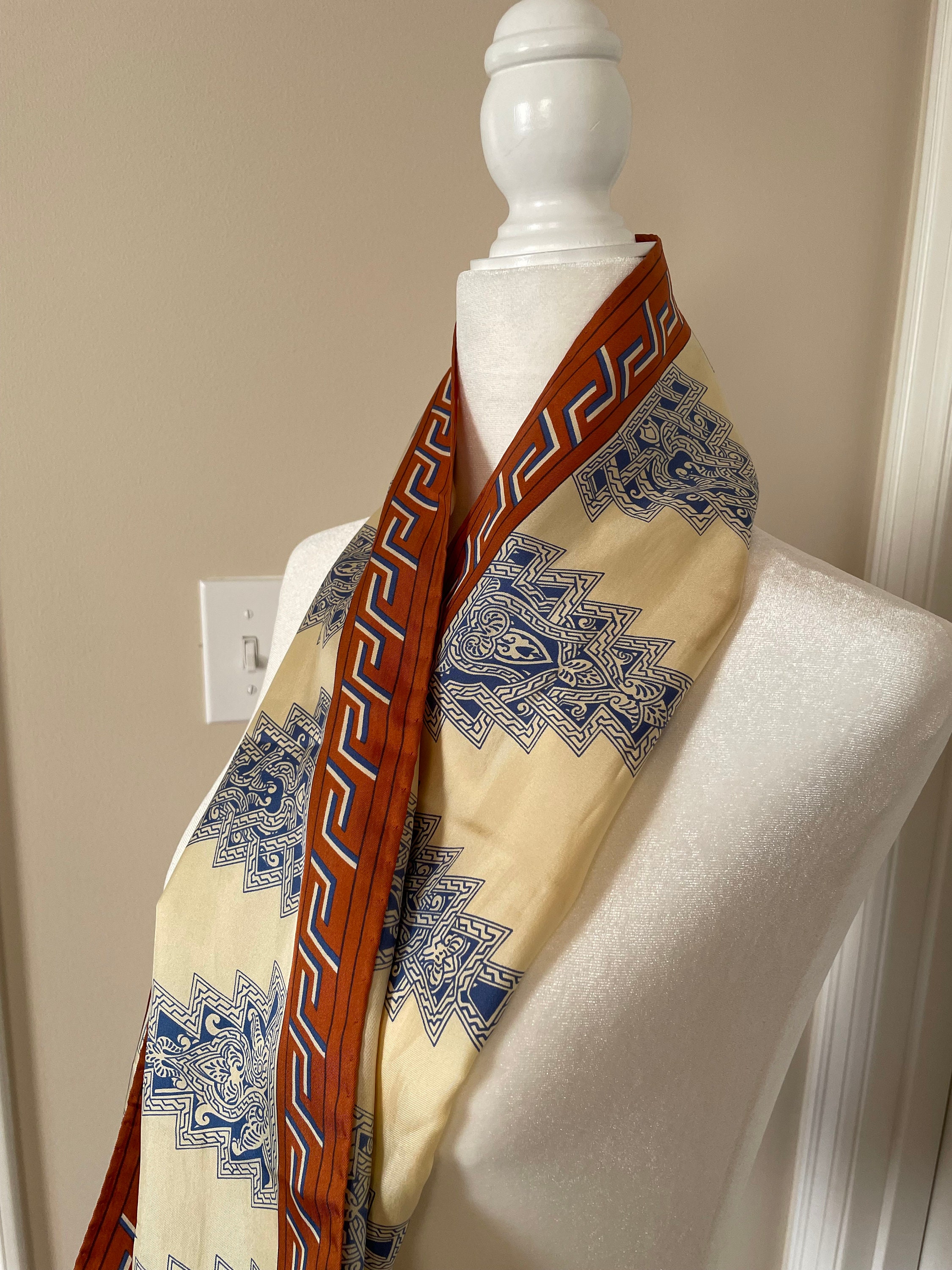 Vintage 1970s Anne Klein Art Deco Ancient Mayan Silk Scarf - Etsy