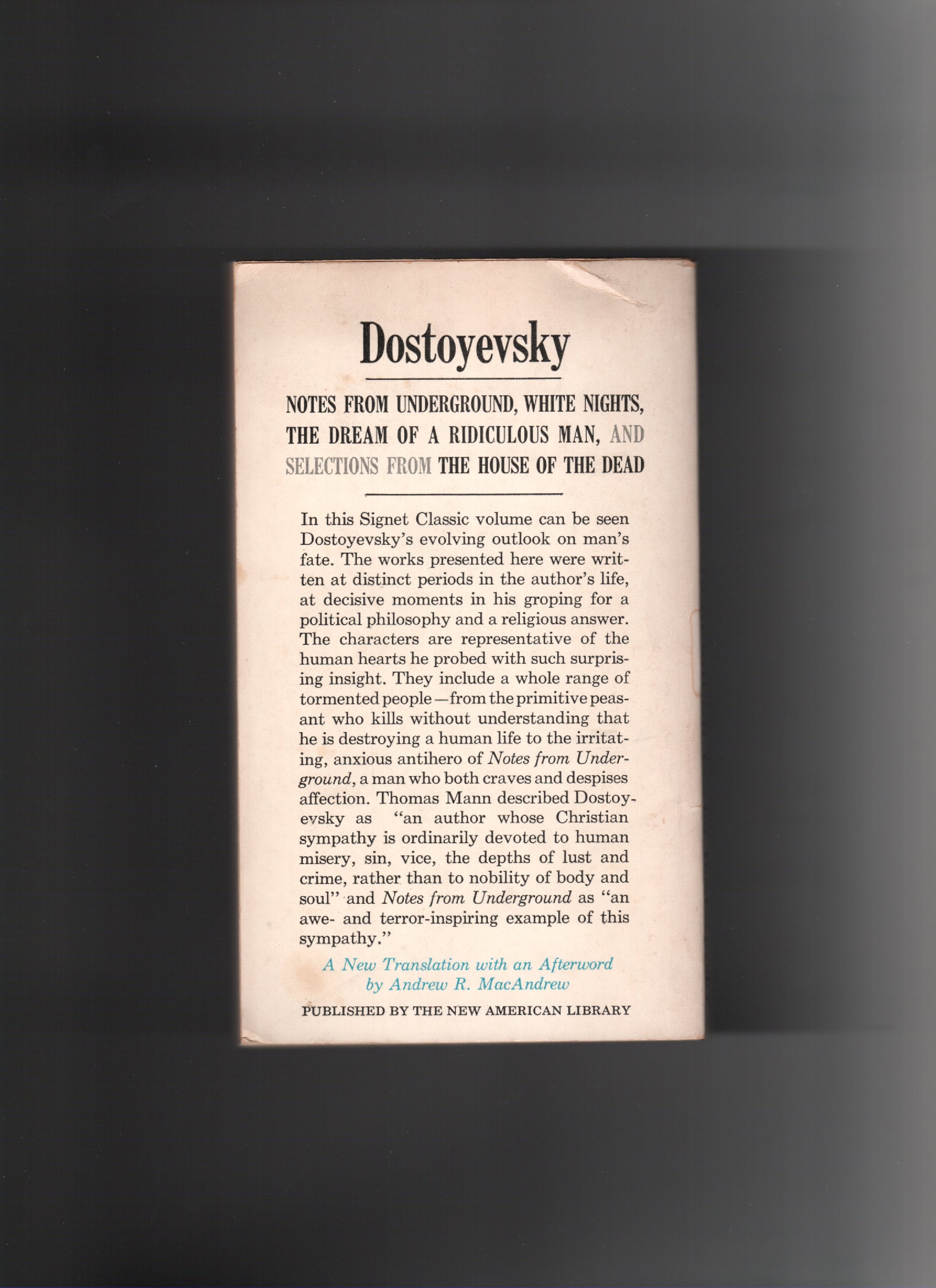 Vintage 1961 Dostoevsky Notes From Underground, White Nights, the Dream ...