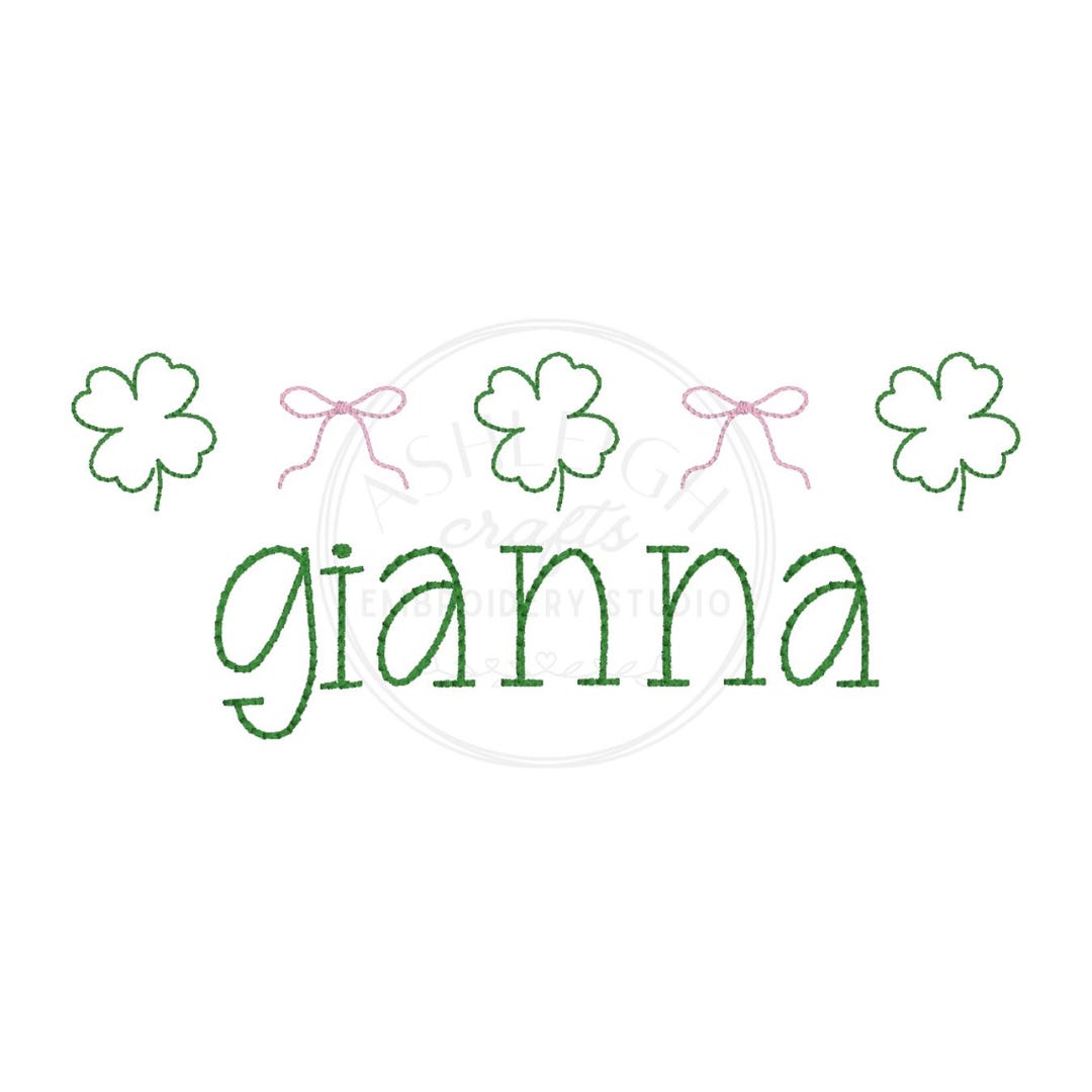 Four Leaf Clover Bean Coquette Embroidery Design | St Patrick's Day ...