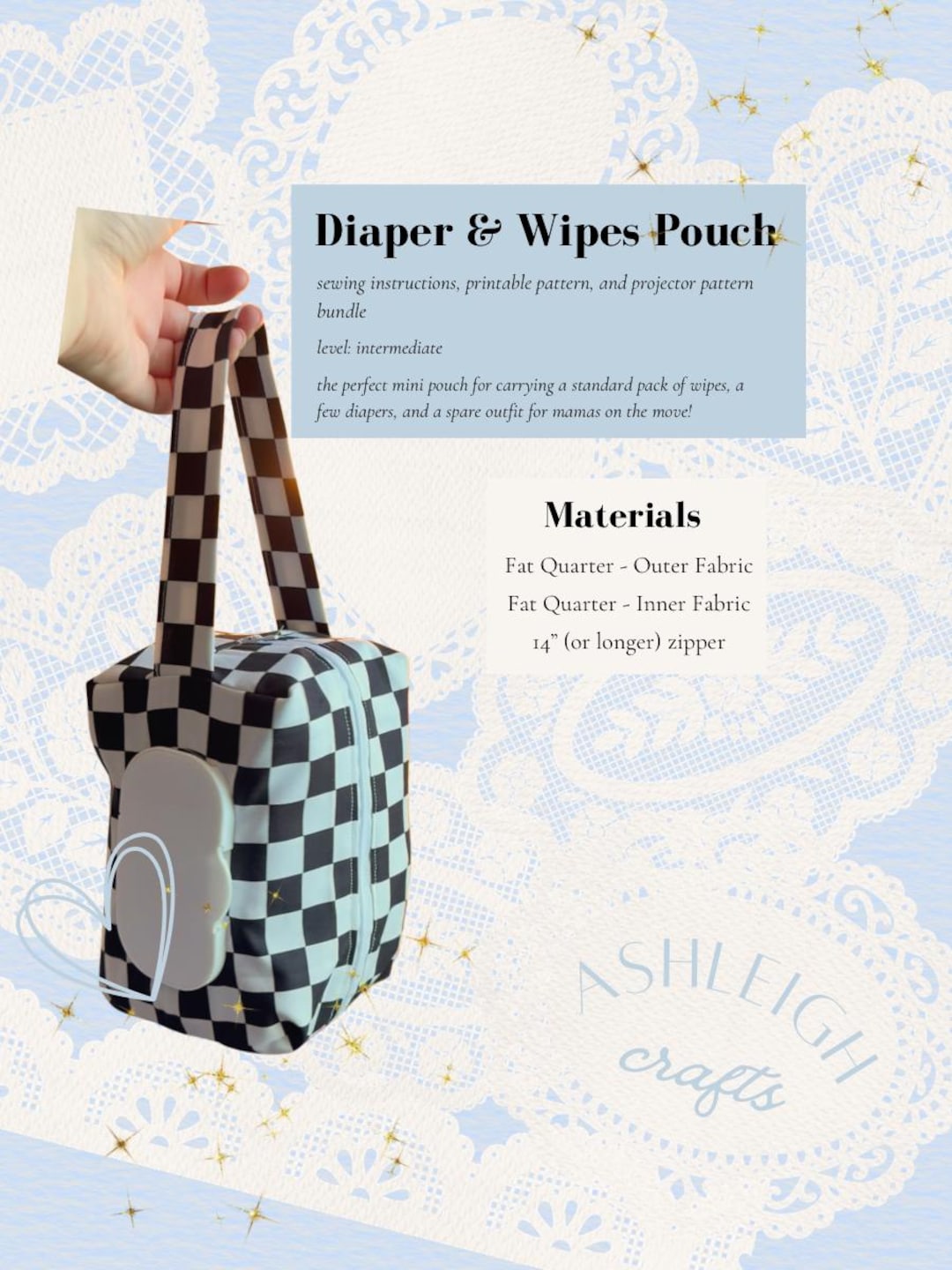 Diaper and Wipes Pouch Sewing Pattern, DIY Baby Shower Gift, A0 Sewing ...