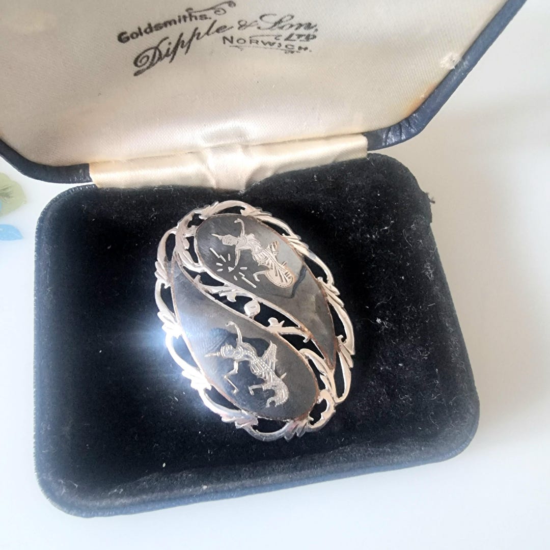 Vintage Silver Siam Brooch, Nieollaware Siam Sterling Silver Siam Dual ...