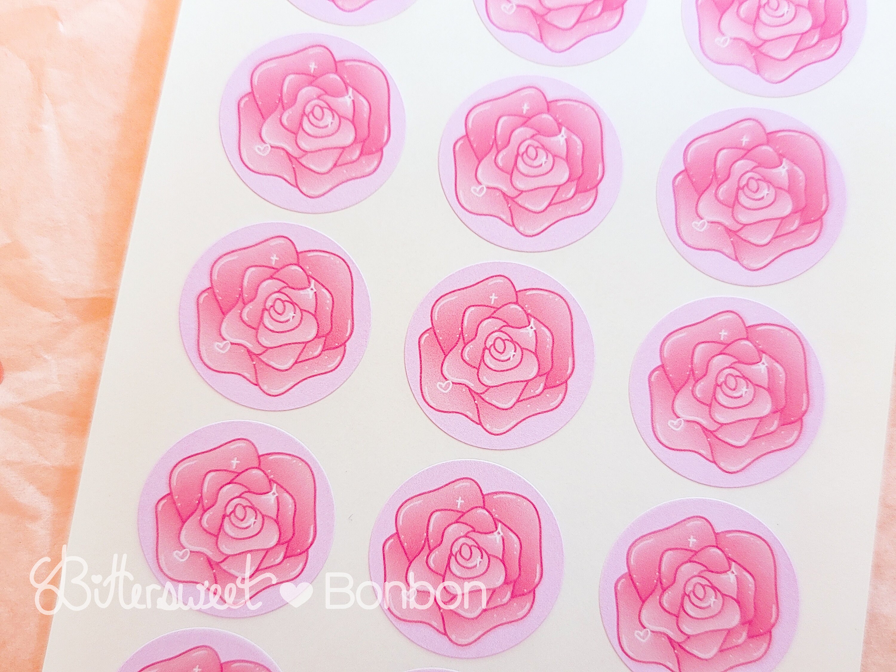 Rose Envelope Stickers ~ Cute Stationary ~ Envelope Seals ~ Pretty ...
