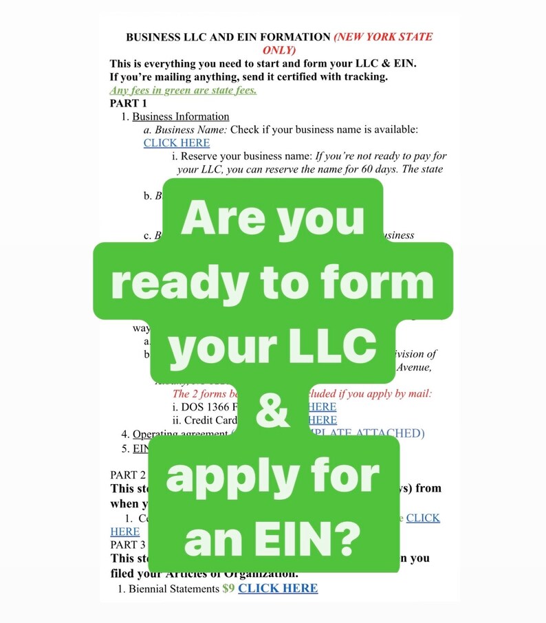 DIY LLC & Ein Formation- NY State - Etsy