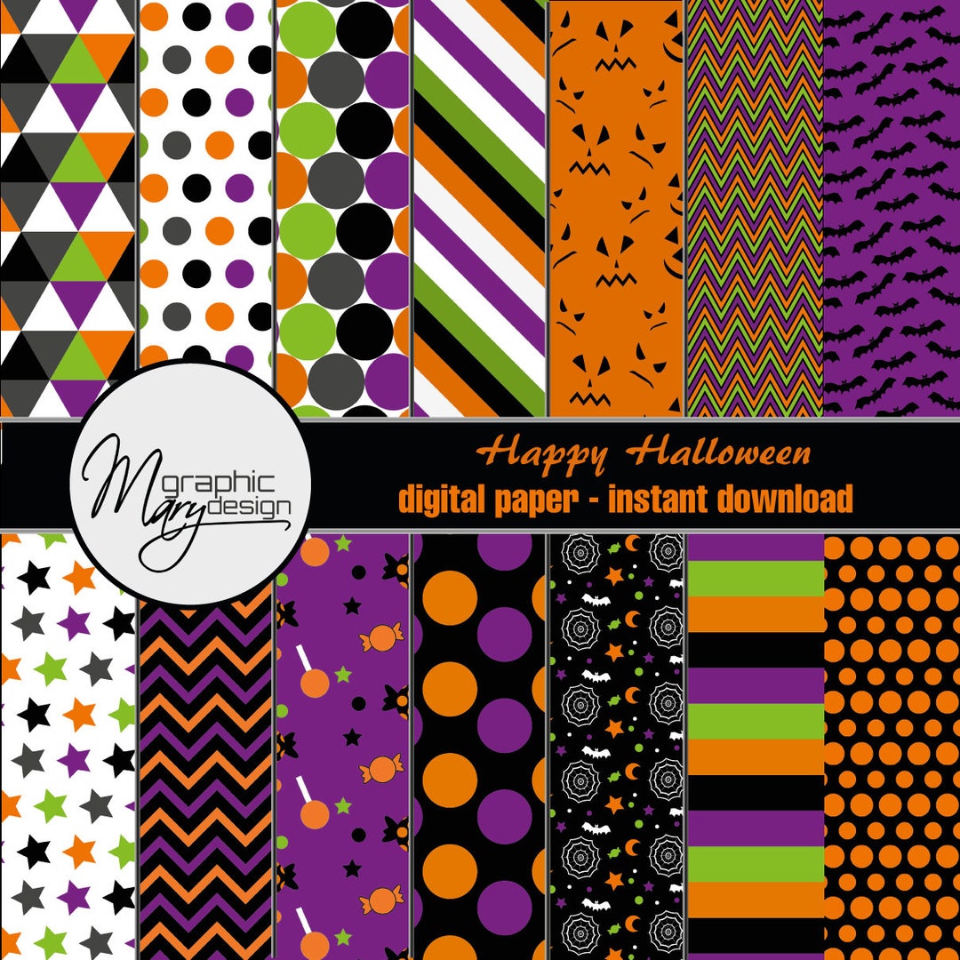14 Halloween Scrapbooking Paper, Halloween Paper, Halloween Printable ...