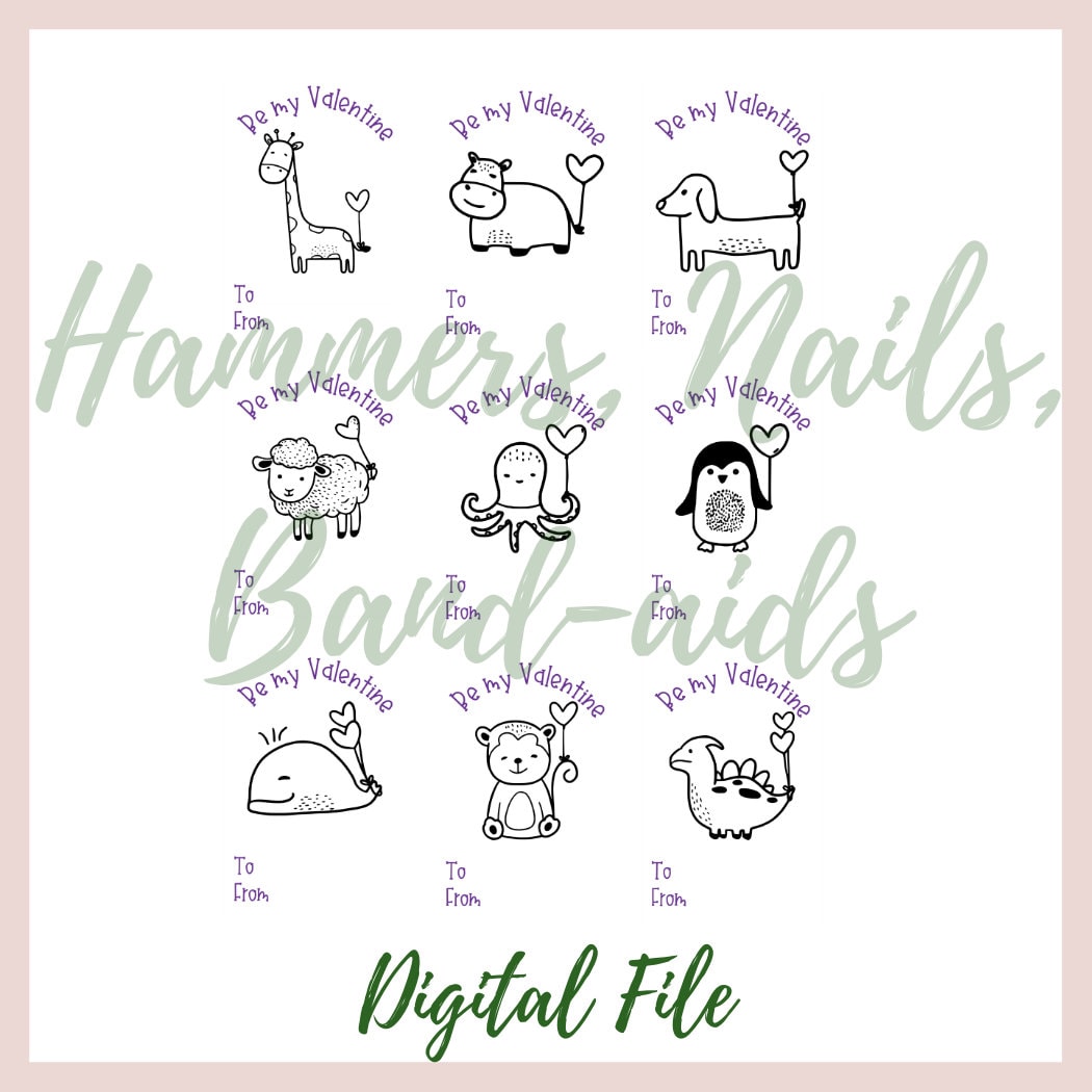 Set of 9 Hand Drawn DIY Valentine's Day Coloring Cards Png, Svg, Pdf ...