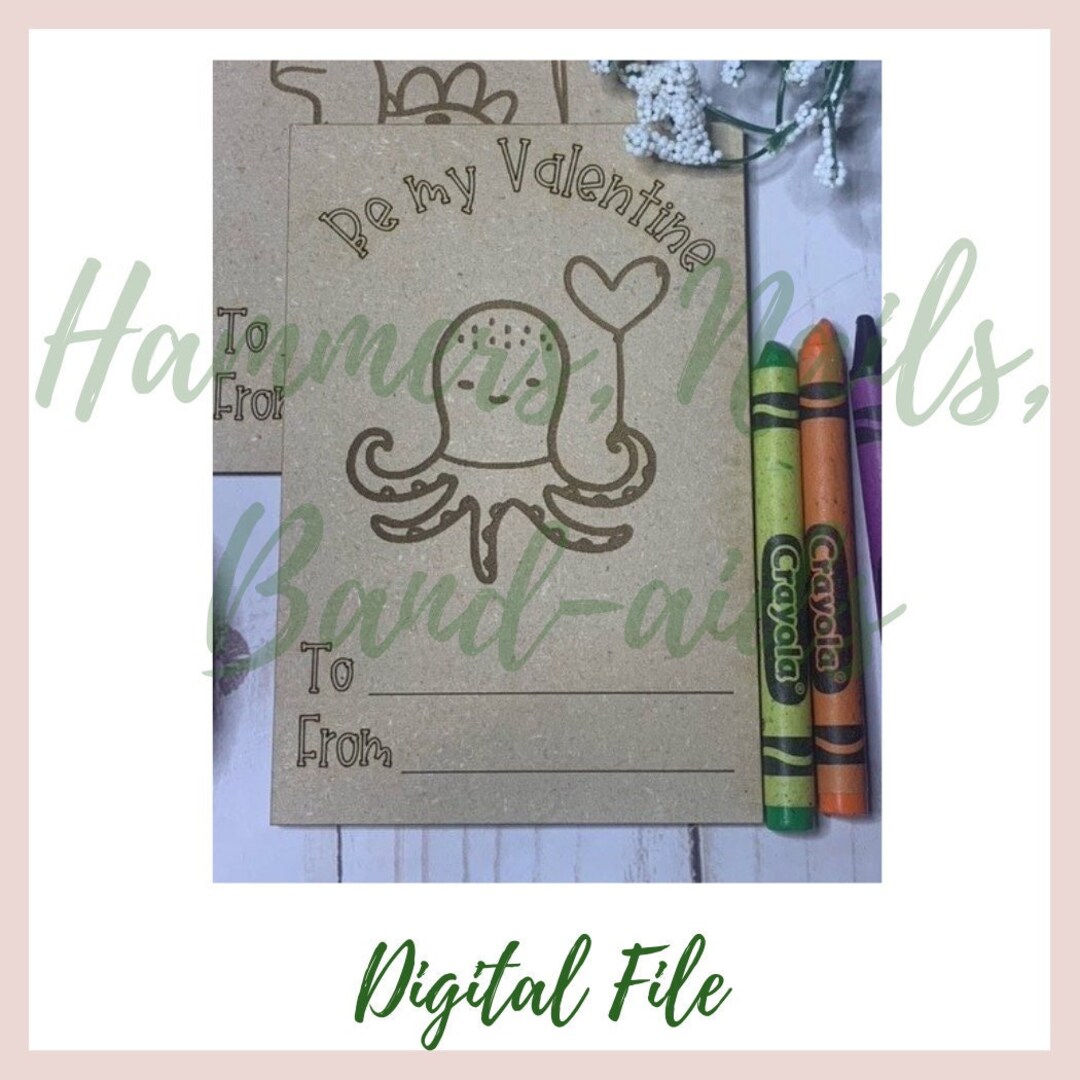 Set of 9 Hand Drawn DIY Valentine's Day Coloring Cards Png, Svg, Pdf ...