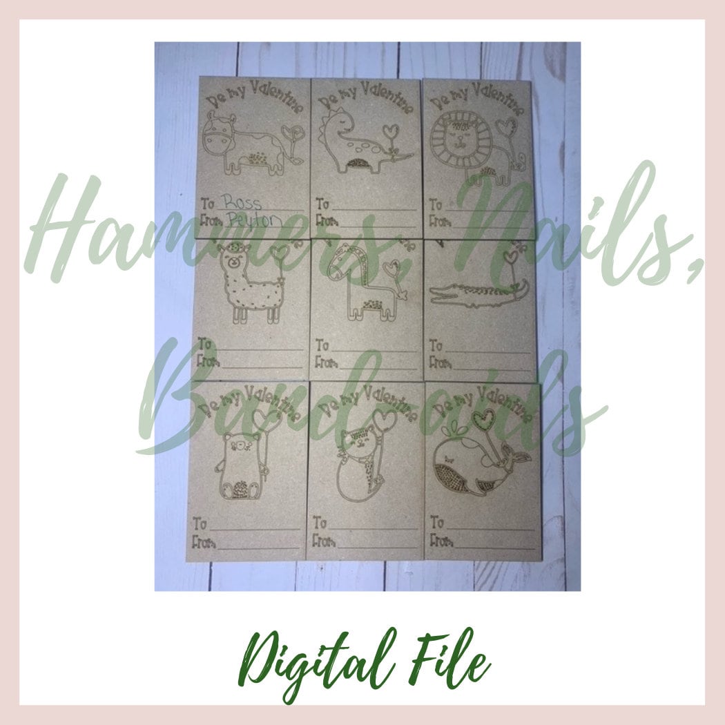 Set of 9 Hand Drawn DIY Valentine's Day Coloring Cards Png, Svg, Pdf ...