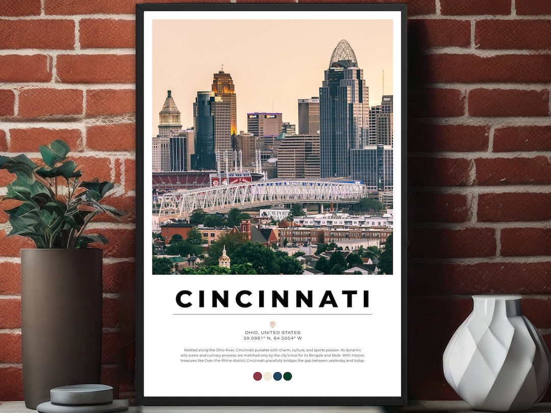 Cincinnati Poster, Cincinnati Print, Cincinnati Bengals, Cincinnati ...