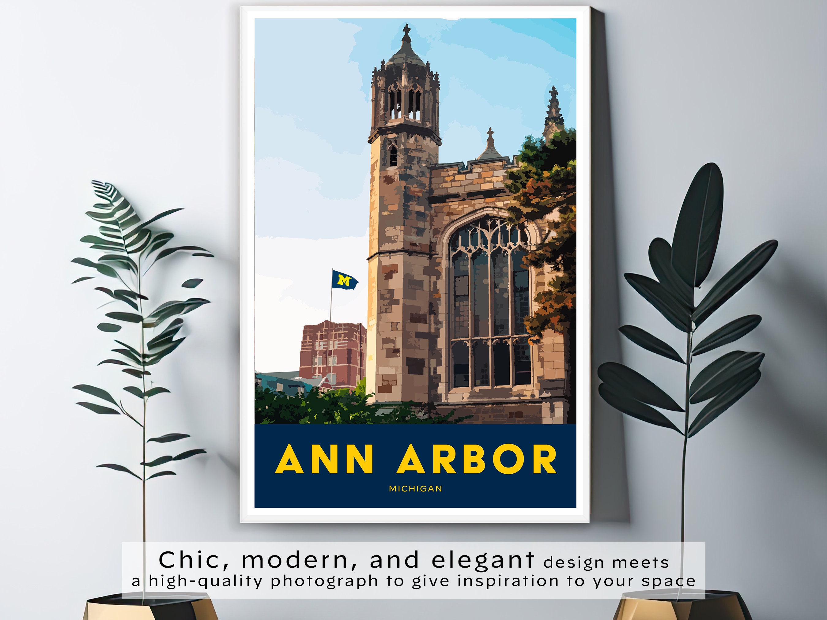 U Mich Ann Arbor Poster, University of Michigan Poster, Michigan Wall ...