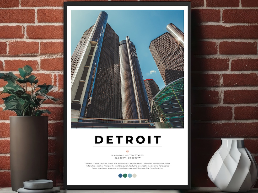 Detroit Print, Detroit Poster, Detroit Wall Art, Detroit Ren Cen Photo ...