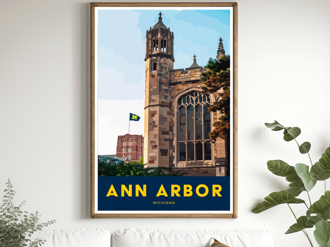 U Mich Ann Arbor Poster, University of Michigan Poster, Michigan Wall ...
