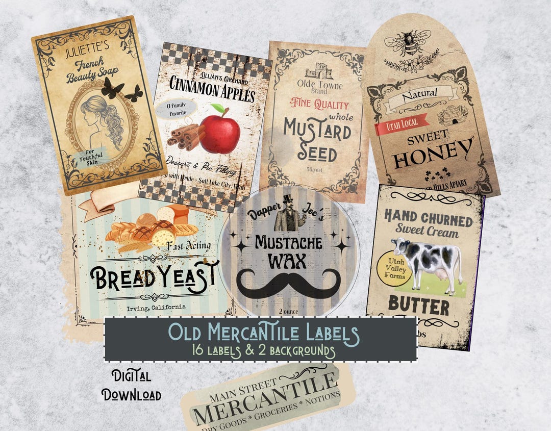 Antique Mercantile Labels: Food Ephemera for Junk Journals (digital ...