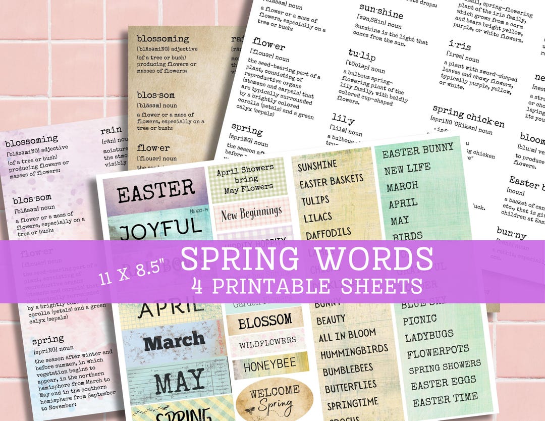 Spring & Easter Words for Junk Journals (digital Download) - Etsy