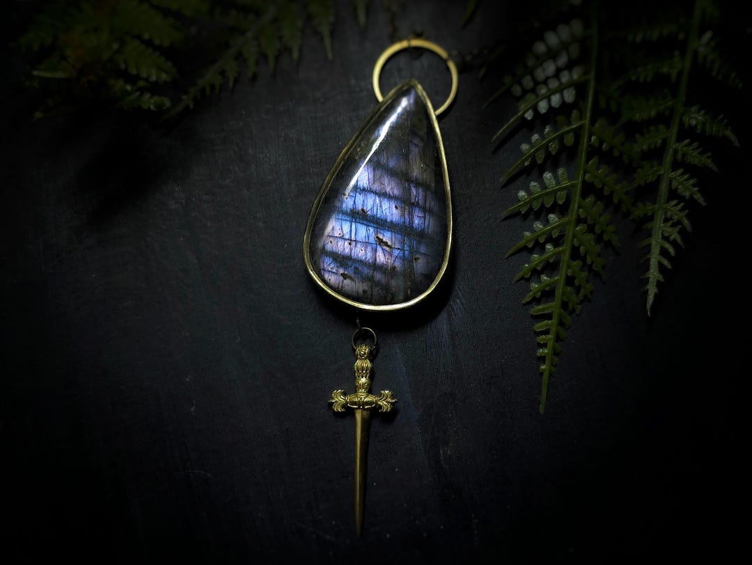 Purple Labradorite Sword Pendant - Handmade Necklace - Etsy