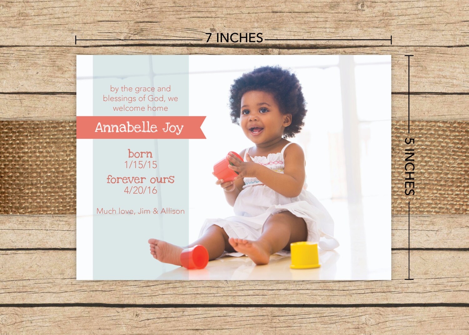 Adoption Announcement - by the Grace of God / Custom Digital 5x7 Photo ...