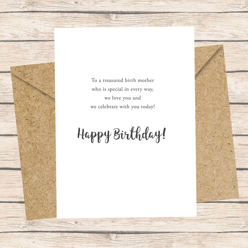Birth Mother Card - Printed Card With Envelope / Birth Mother Birth Mom ...