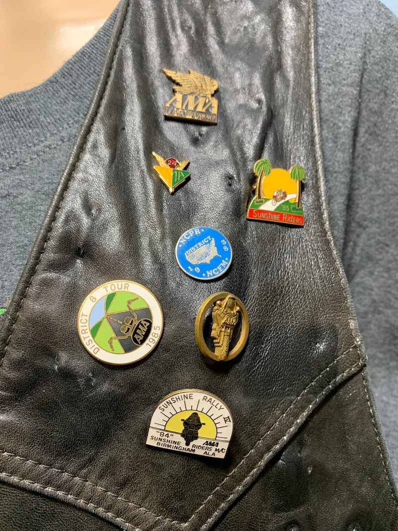 Vintage 1980s Black Genuine Leather Motorcycle Vest With Pin - Etsy