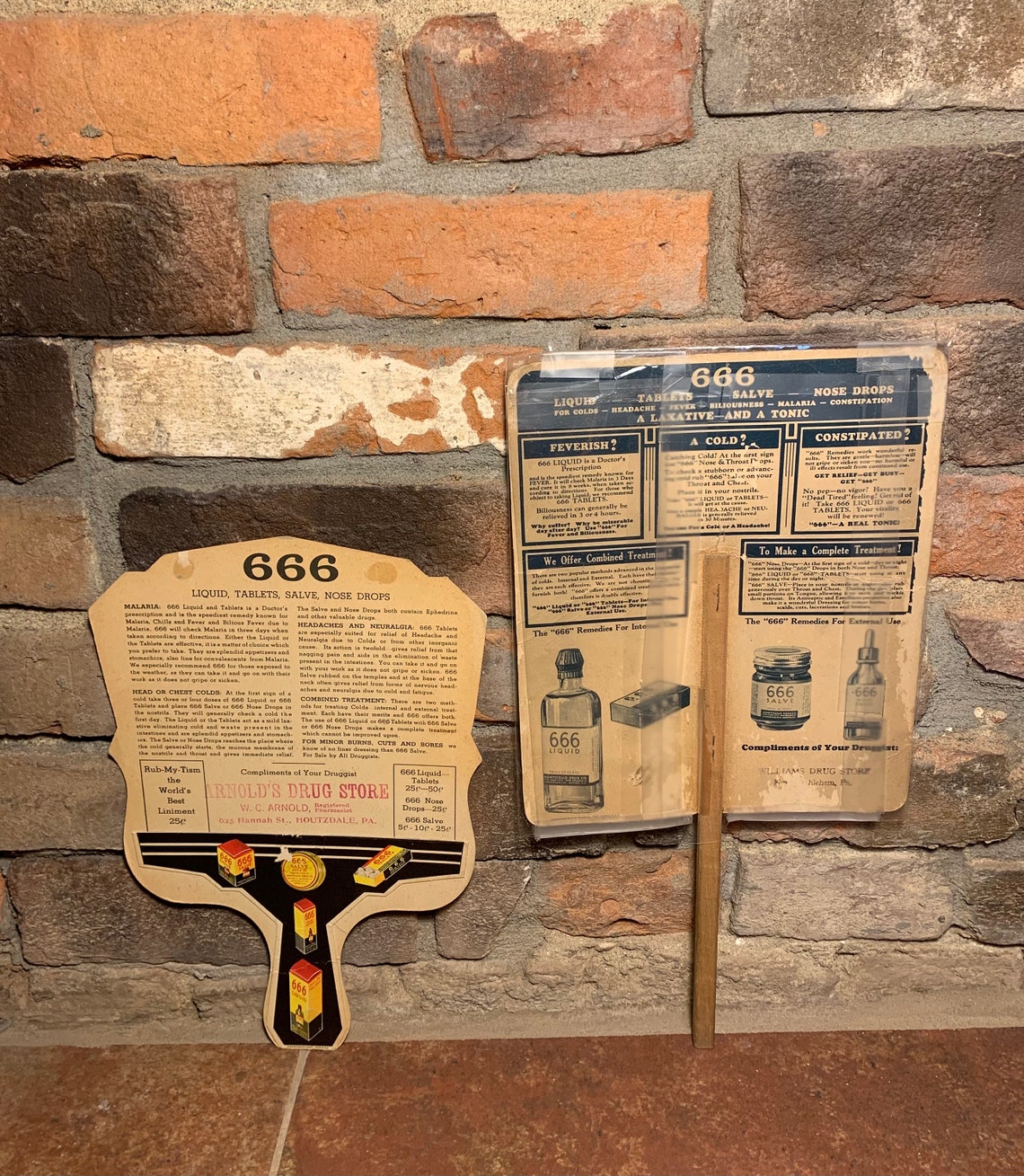 Antique 1920s Set of Two 666 Liquid Cold Medicine Advertisement Paper ...