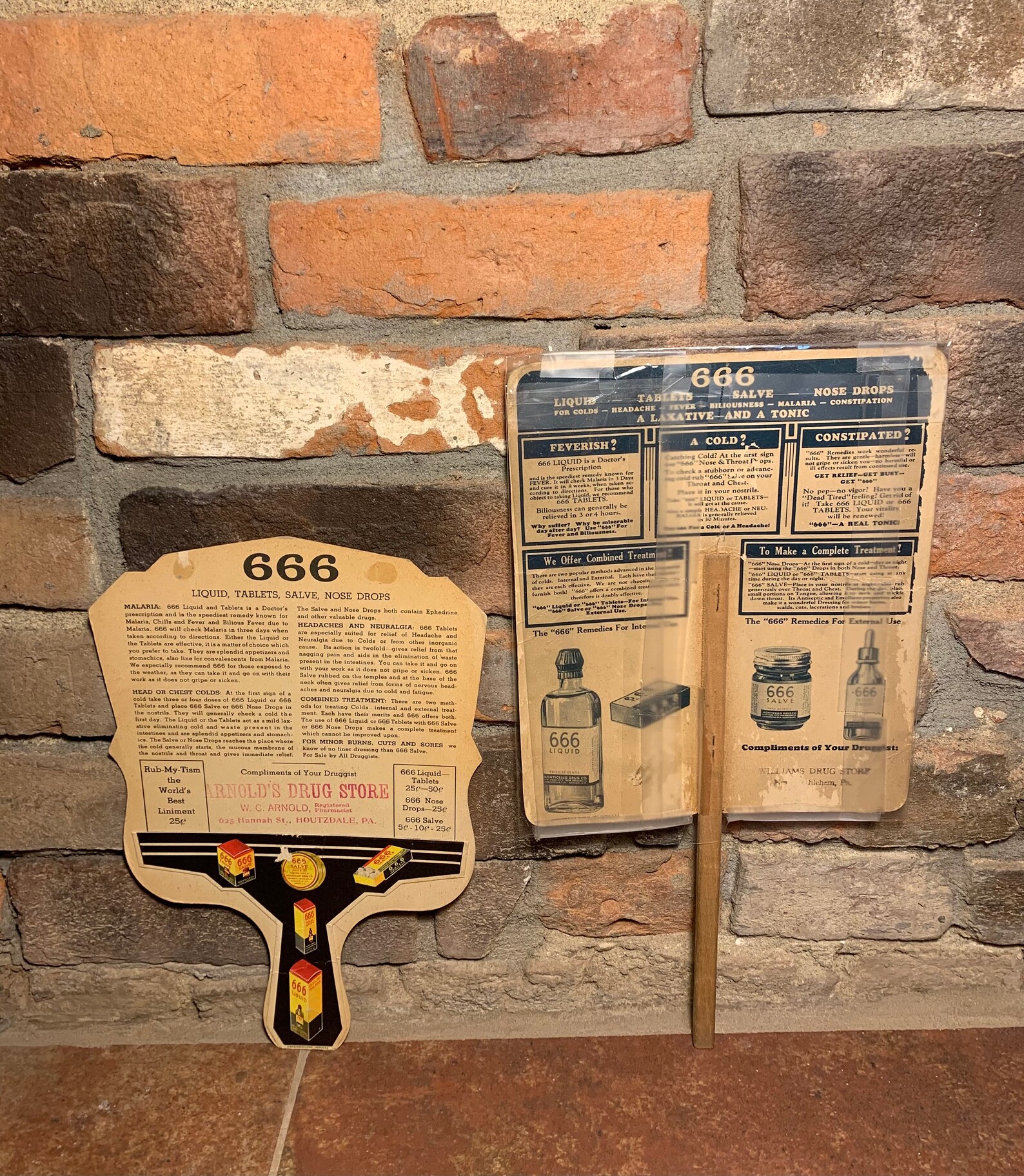 Antique 1920s Set of Two 666 Liquid Cold Medicine Advertisement Paper ...