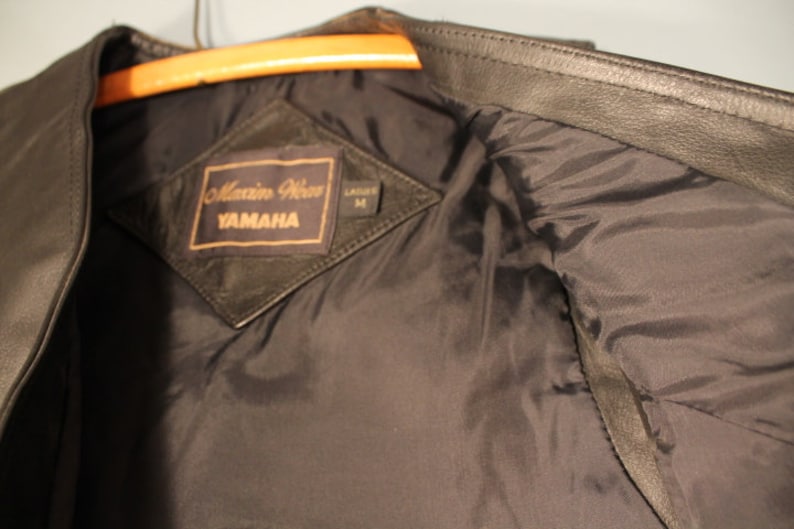 Vintage 1980s Black Yamaha Maxin Wear Leather Motorcycle Vest Women’s ...
