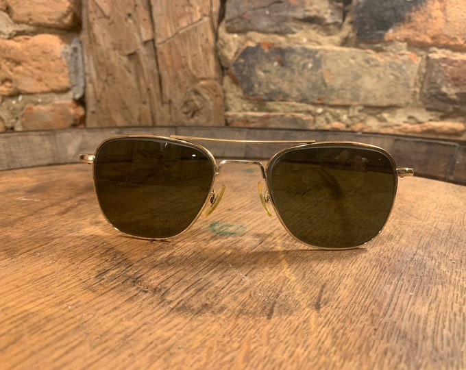 Vintage 1970s American Optical 5 1/2 Gold Military Style Aviator Pilot ...