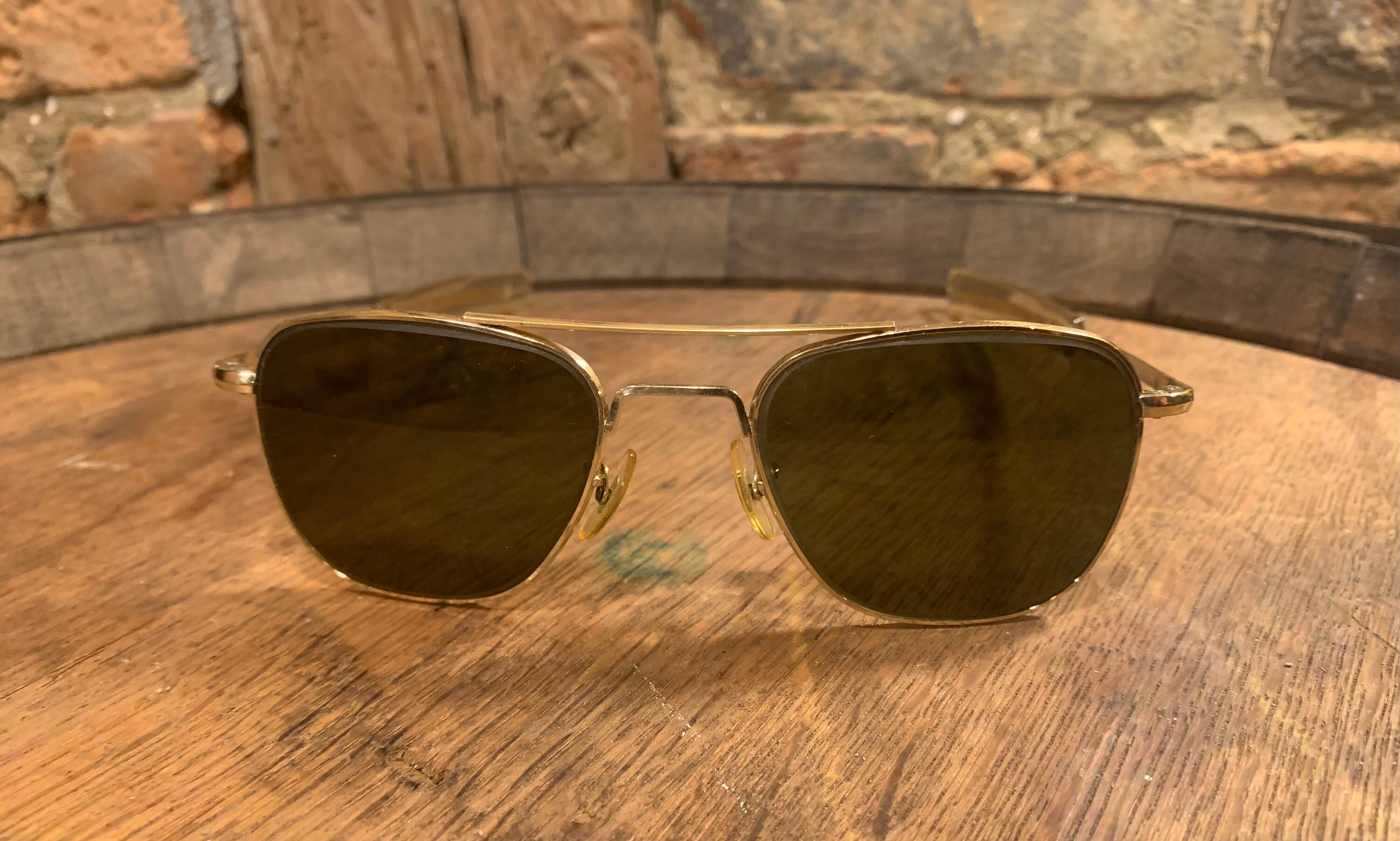 Vintage 1970s American Optical 5 1/2 Gold Military Style Aviator Pilot ...