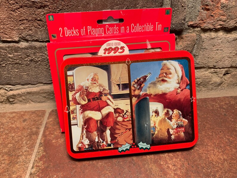 Vintage Two Sets of Limited Edition 1995 Coca-cola Santa Claus Standard ...