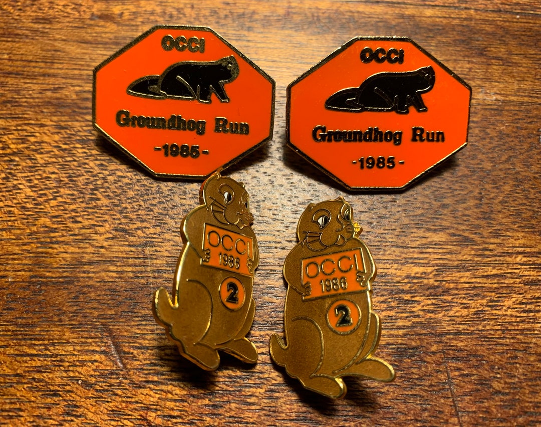 Vintage 1980s OCCI Groundhog Hog Motorcycle Race Biker Pins Sold ...