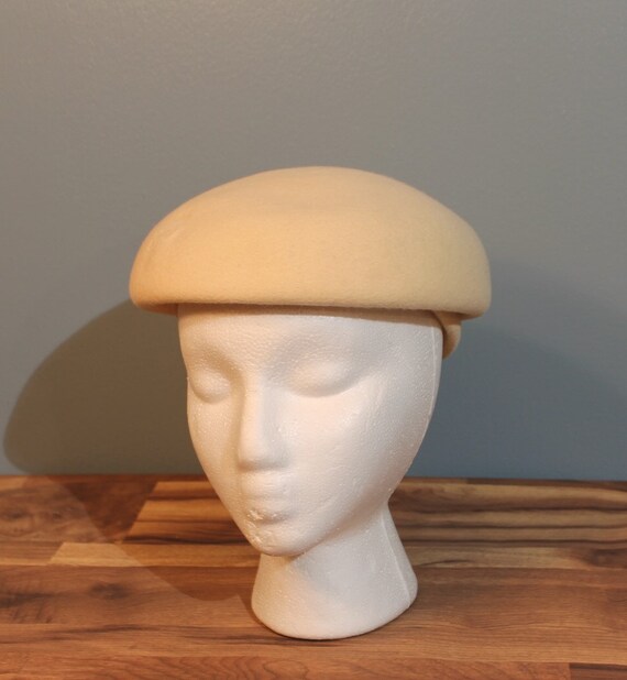 Vintage 1950s Merino Wool Off-White Drivers Cap Hat M… - Gem
