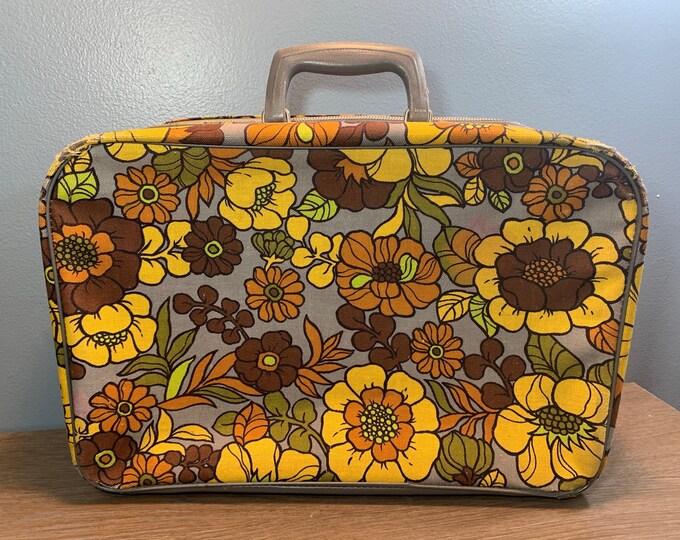 Vintage 1960's-1970's Bantam Travelware Earth-tone Floral Suitcase With ...
