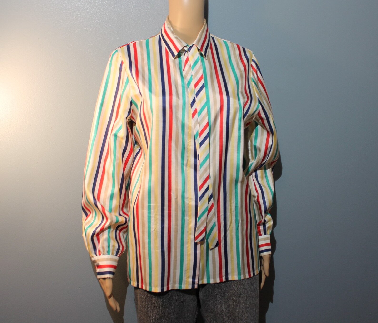 Vintage 1970s-1980s Bleyle Multicolored Pinstripe Button-up Long Sleeve ...