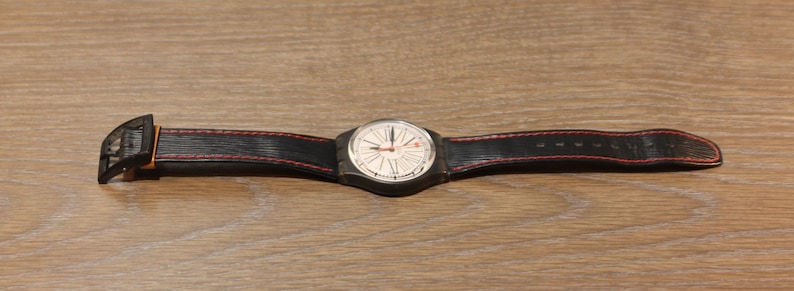 Vintage White Black and Red Swatch Watch Swiss Water Resistant - Etsy