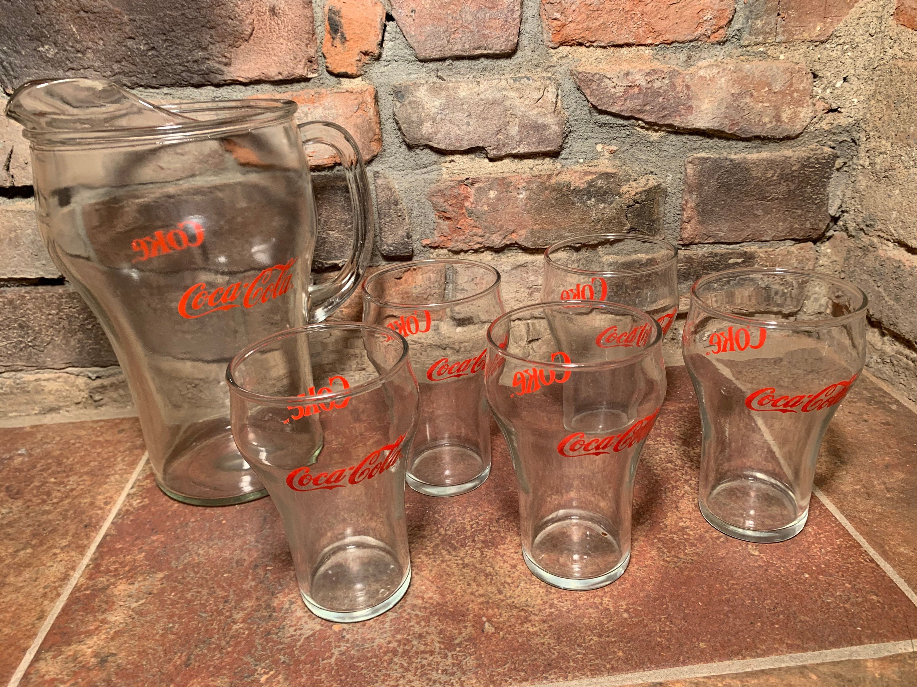 Vintage 1970s-1980s Coca-cola Collectible 64 Oz. Glass Pitcher With 5 ...
