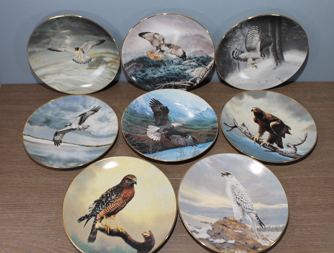 Vintage 1990s Charles Frace Set of 8 Soaring Majesty Decorative Plates ...