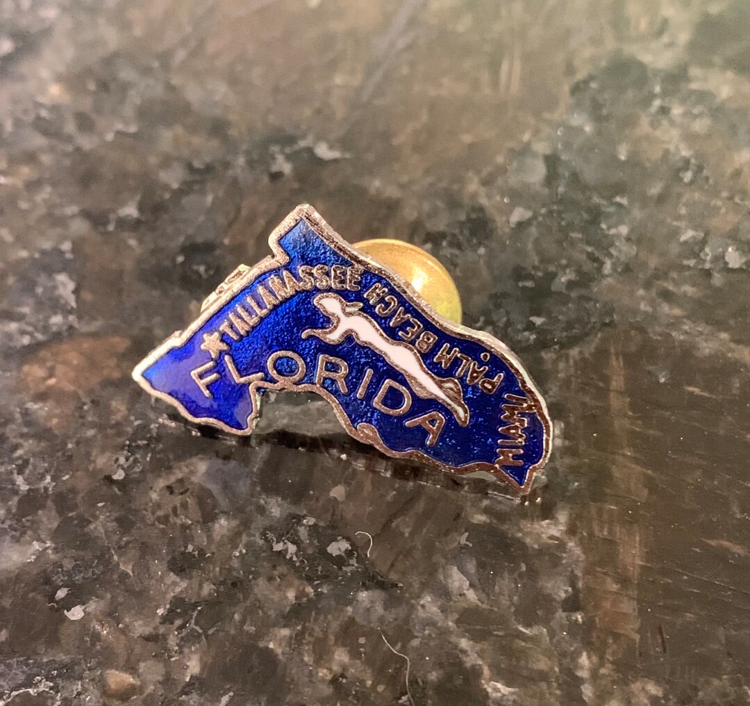 Vintage 1970s-1980s Florida Tallahassee, Palm Beach, Miami Blue Enamel ...
