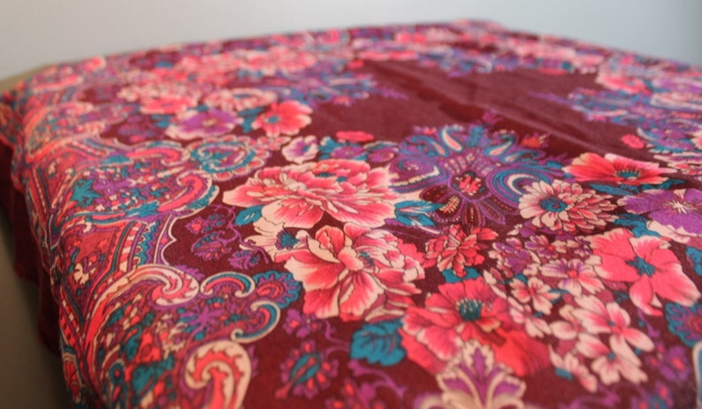 Vintage 1960's-1970's Purple and Blue Floral Paisley Scarf - Etsy
