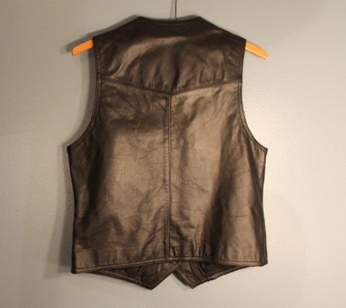 Vintage 1980s Black Yamaha Maxin Wear Leather Motorcycle Vest Women’s ...