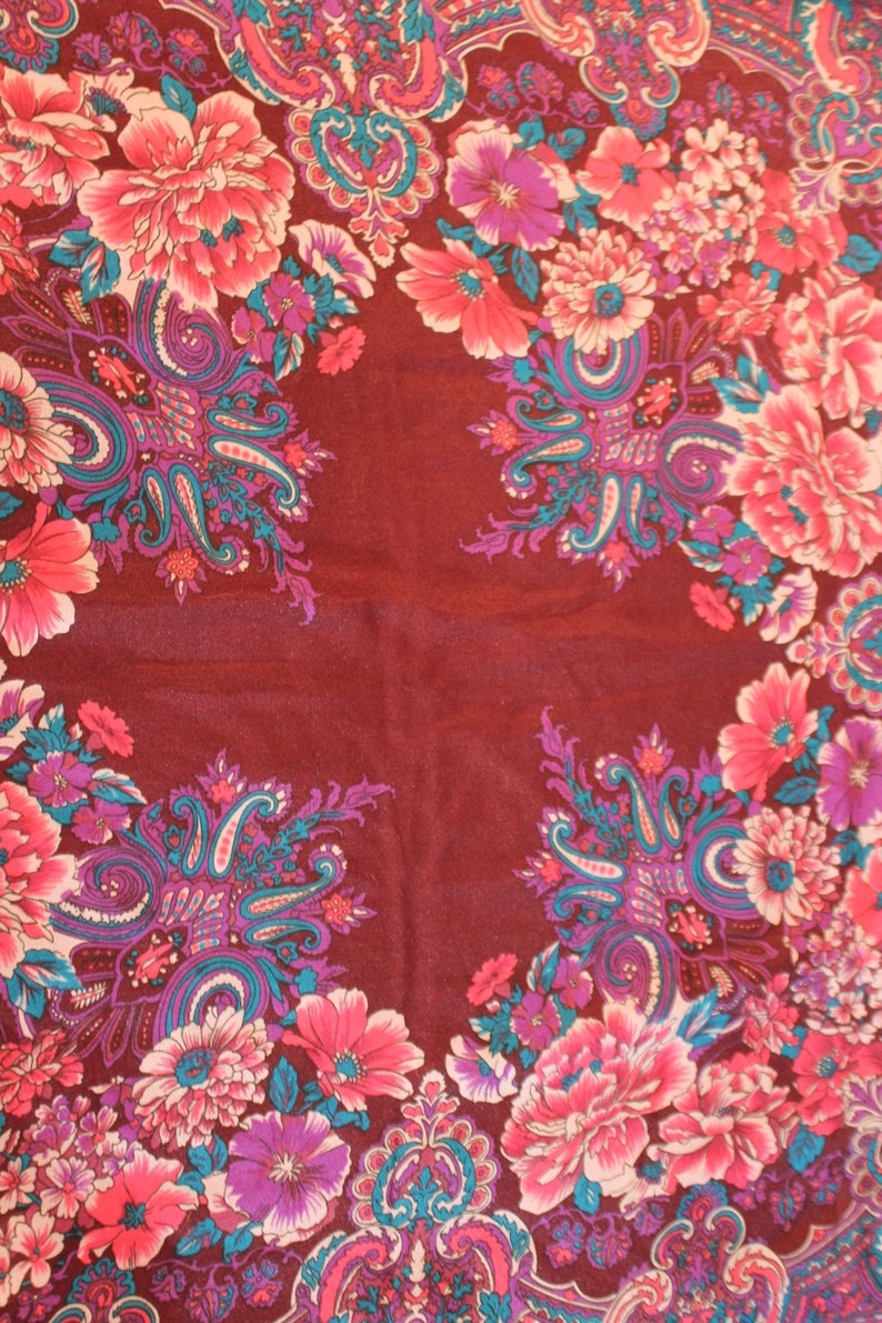 Vintage 1960's-1970's Purple and Blue Floral Paisley Scarf - Etsy