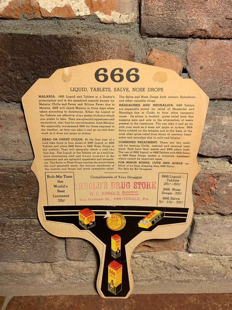 Antique 1920s Set of Two 666 Liquid Cold Medicine Advertisement Paper ...