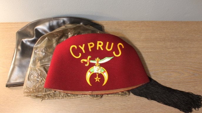 Vintage Mid-century Handmade Cyprus Maroon and Gold Masonic Felt Fez ...