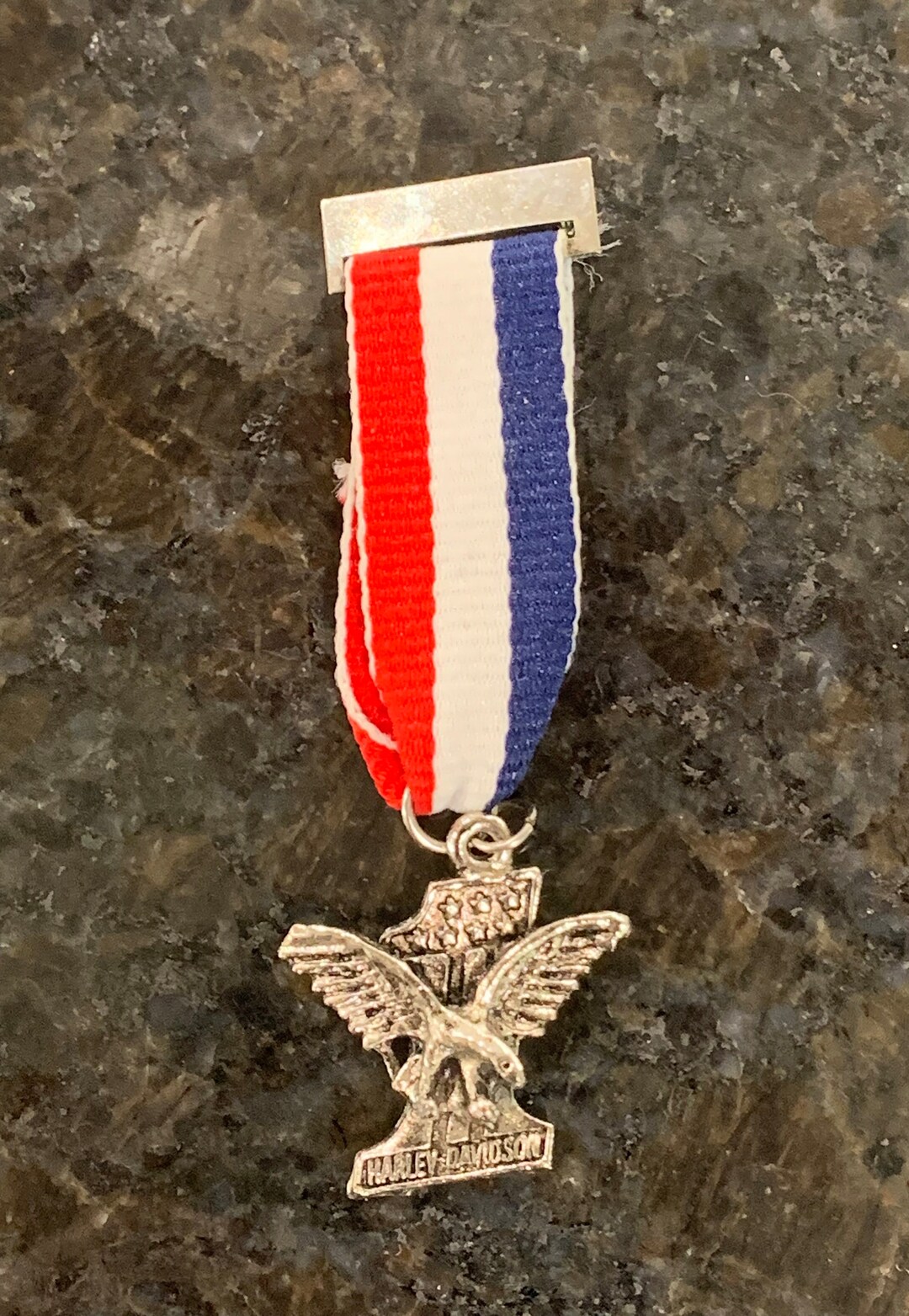 Rare Vintage 1970s-1980s Harley Davison #1 Patriotic Eagle Ribbon Pin ...