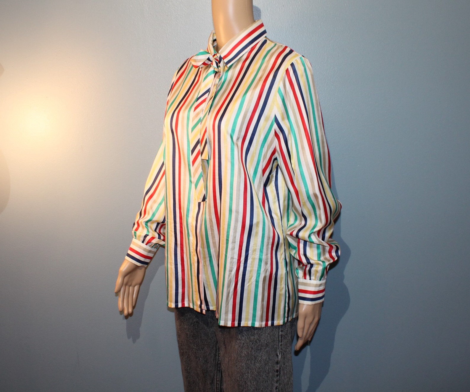 Vintage 1970s-1980s Bleyle Multicolored Pinstripe Button-up Long Sleeve ...