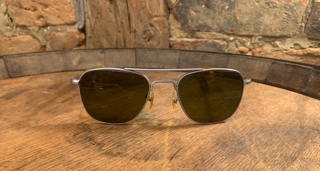 Vintage 1970s American Optical 5 1/2 Silver Military Style Aviator ...