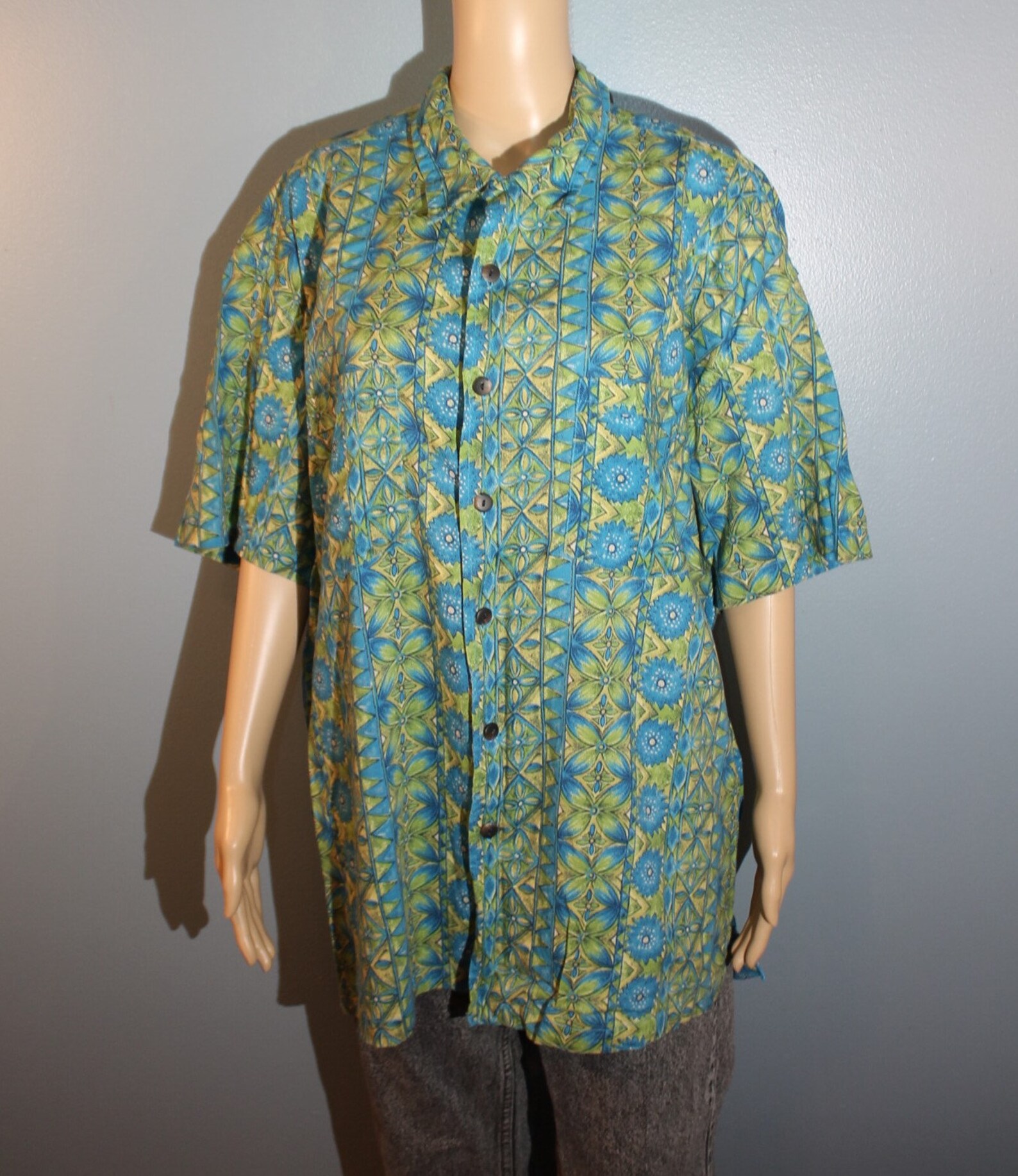Vintage 1970s-1980s Boxer Boxer Green and Blue Tropical Floral | Etsy