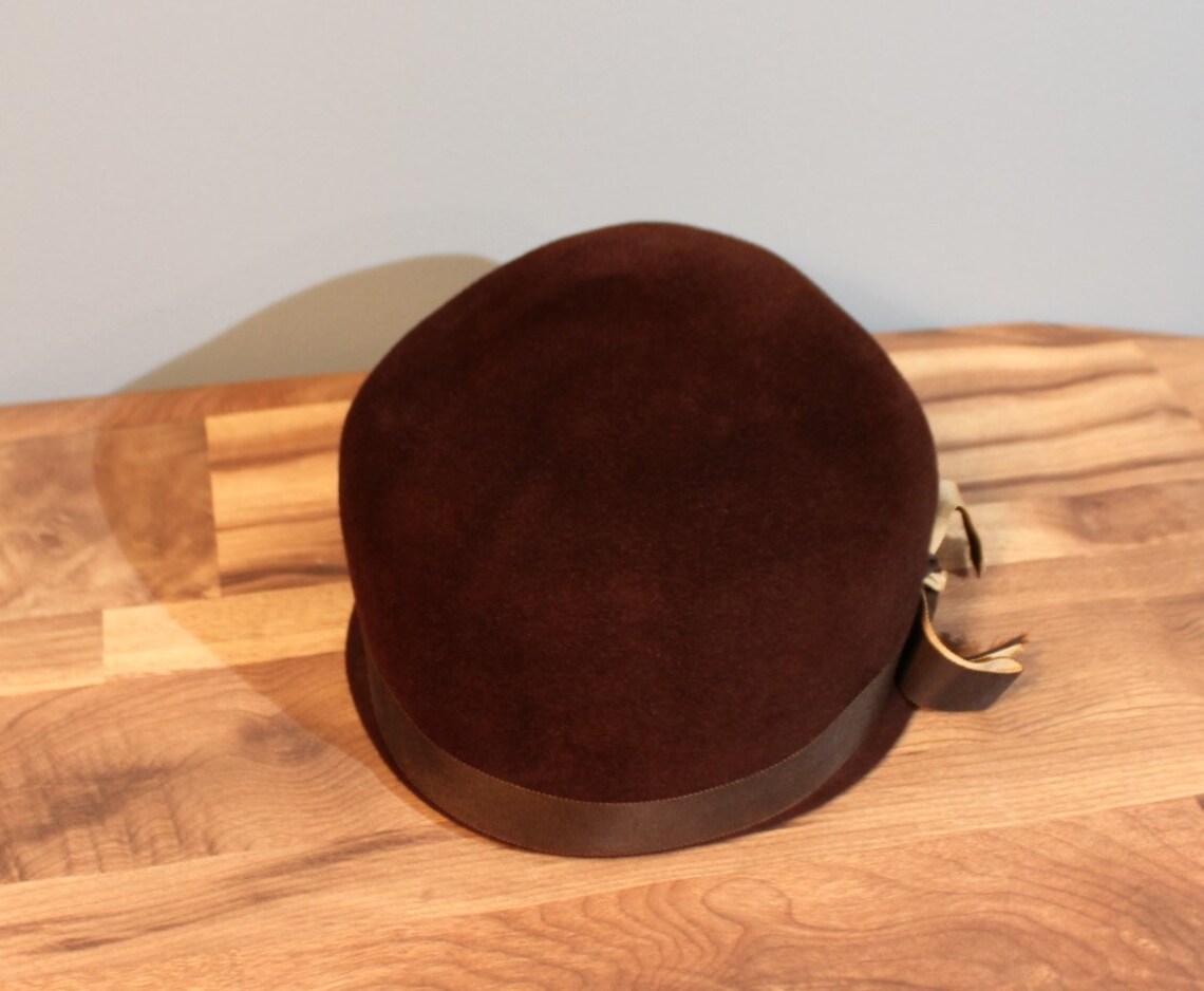 Vintage 1950s Peachbloom Velour Felt Hat With Beige and Brown - Etsy