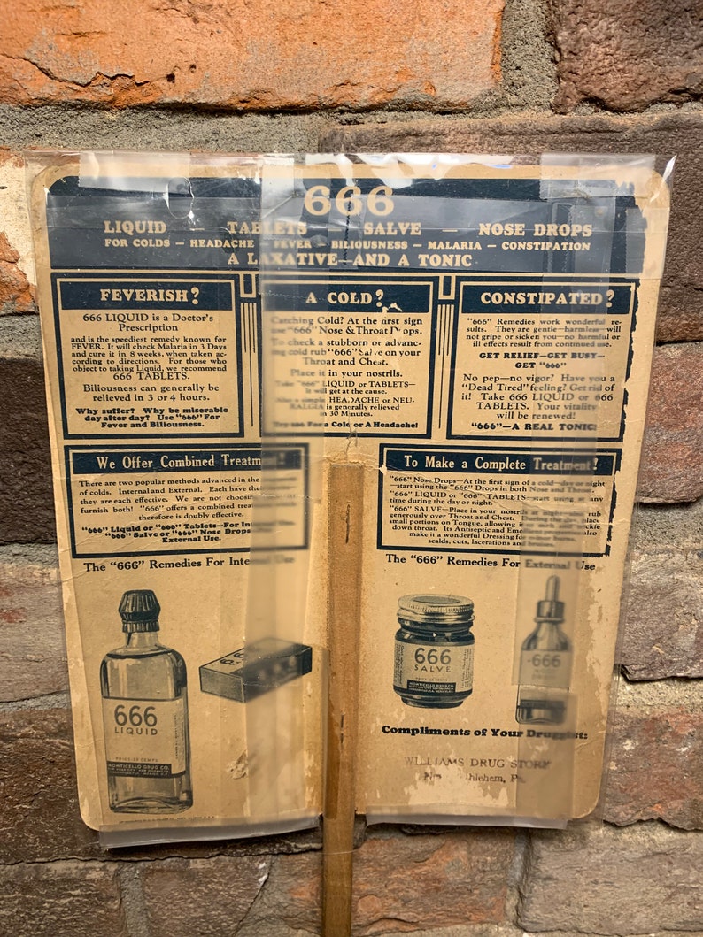 Antique 1920s Set of Two 666 Liquid Cold Medicine Advertisement Paper ...