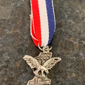 Rare Vintage 1970s-1980s Harley Davison #1 Patriotic Eagle Ribbon Pin ...